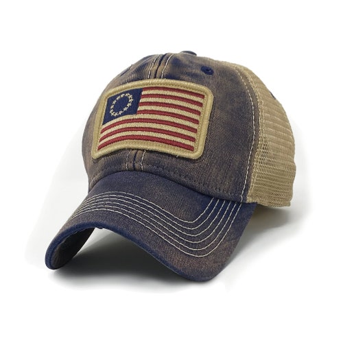 The Bennington USA Flag Patch Trucker Hat Navy - Etsy