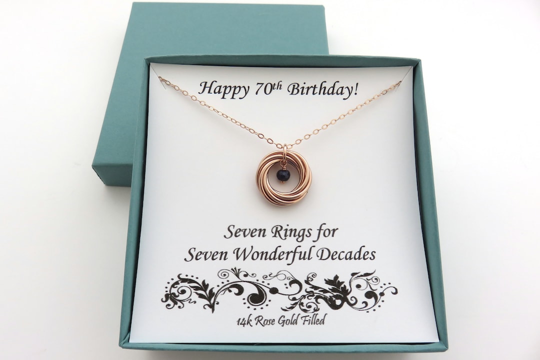 70th Birthday Gift, Rose Gold Necklace, 70th Birthday, Birthstone ...