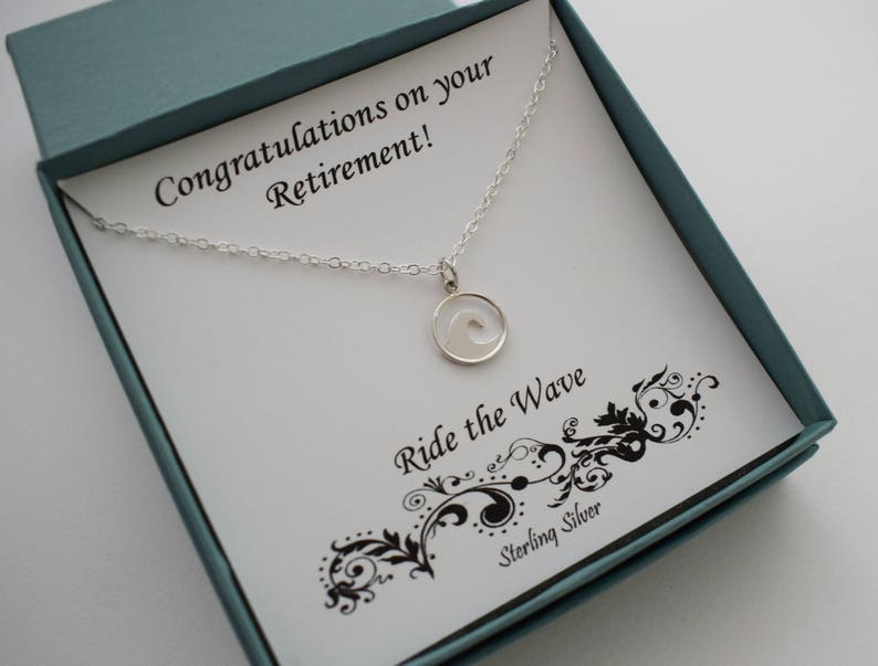 Retirement Gift for Women Sterling Silver Wave Necklace Wave - Etsy