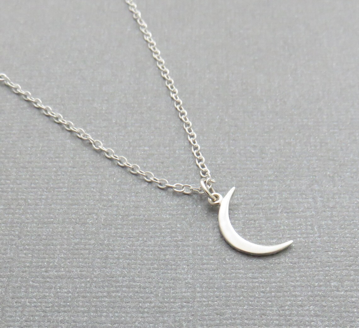 Silver Crescent Necklace Sterling Silver Crescent Moon - Etsy