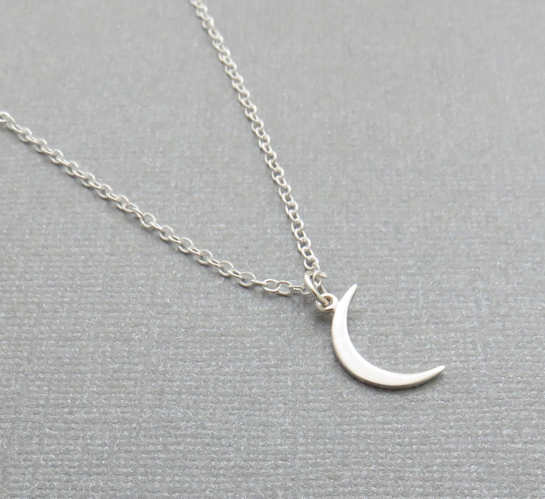 Silver Crescent Necklace Sterling Silver Crescent Moon - Etsy