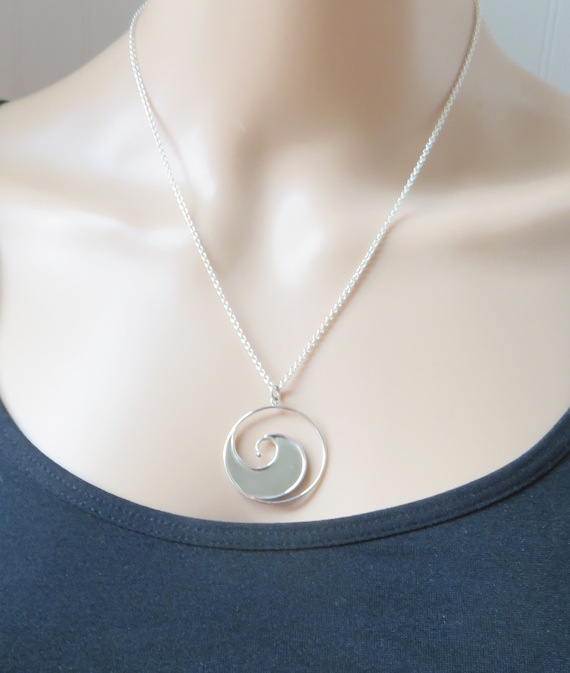 Wave Necklace Surfer Necklace Ocean Jewelry Beach Necklace Surf jewelry large wave sterling silver gift for beach lover mhd marciah