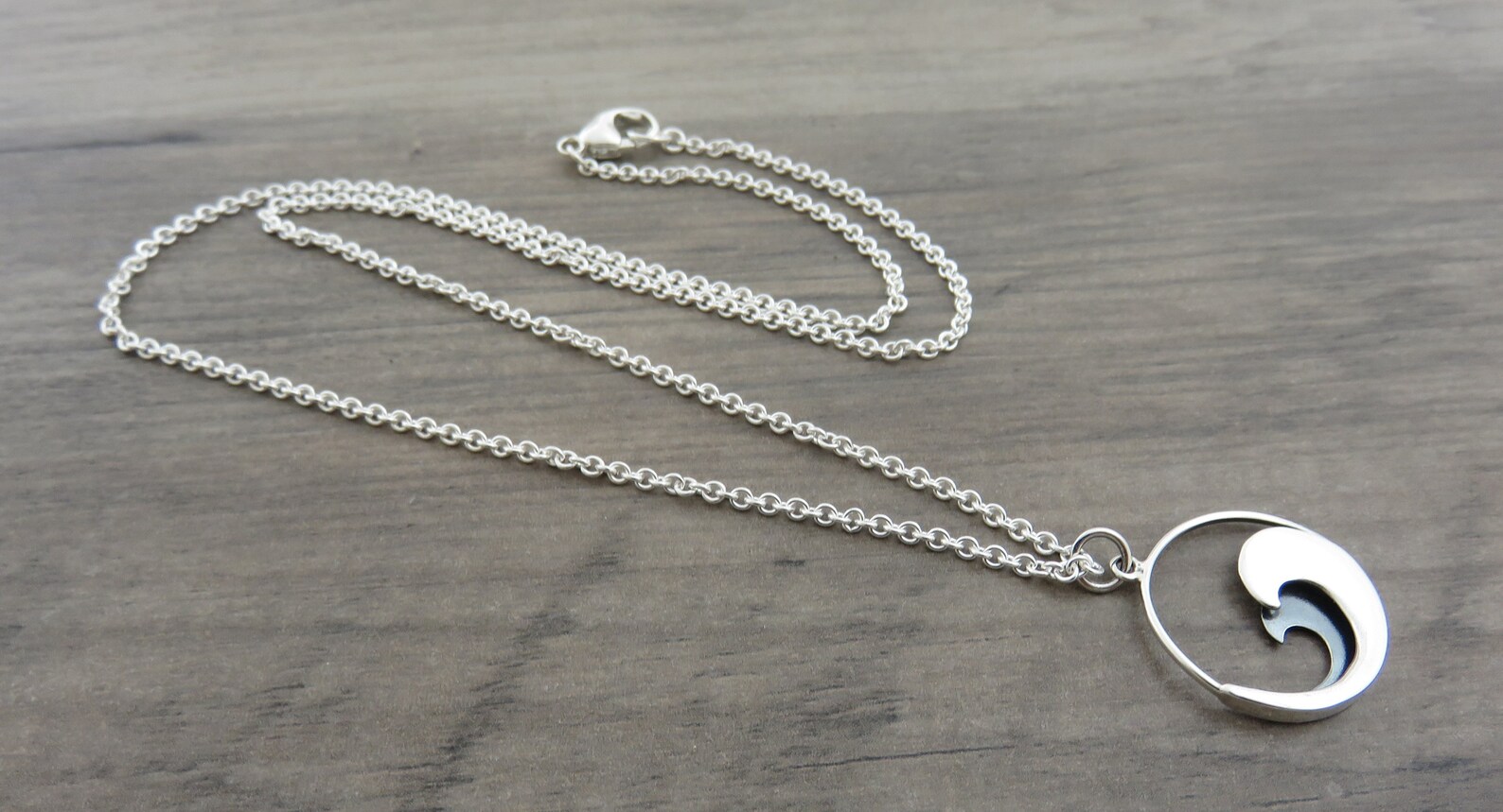 Ocean Wave Necklace, Surfer Necklace, Sterling Silver Necklace, Ocean ...