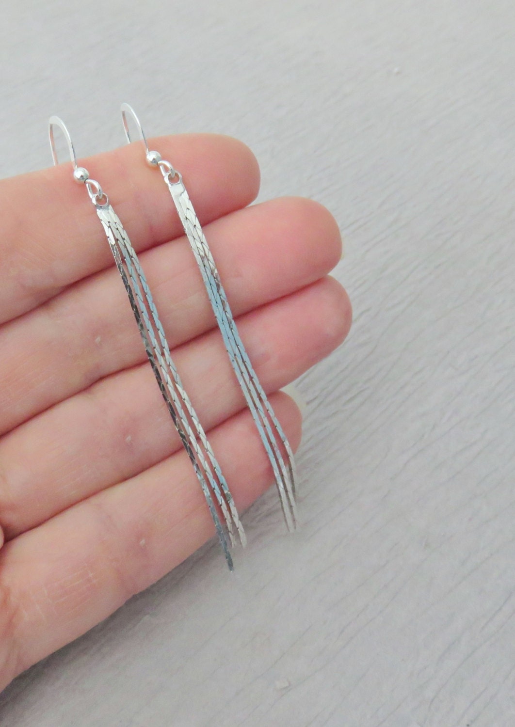 Silver Fringe Earrings Tassel Fringe Earrings Long Silver - Etsy