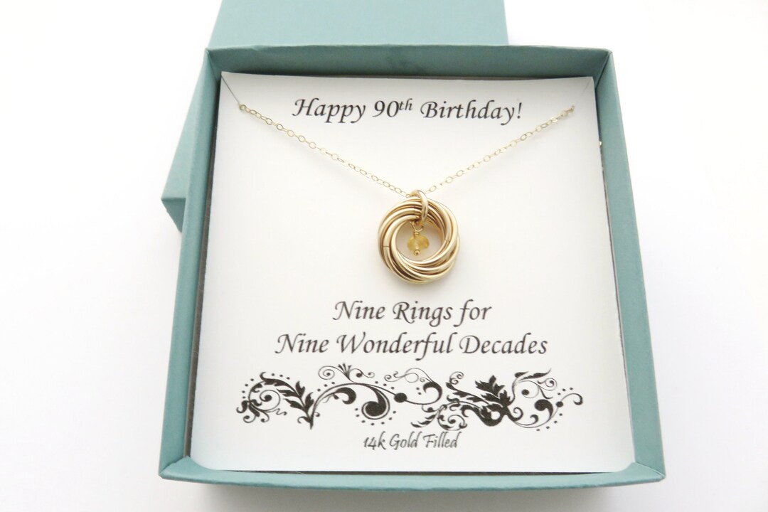 90th Birthday Gift, Gold Necklace, 90th Birthday for Women, Birthday ...