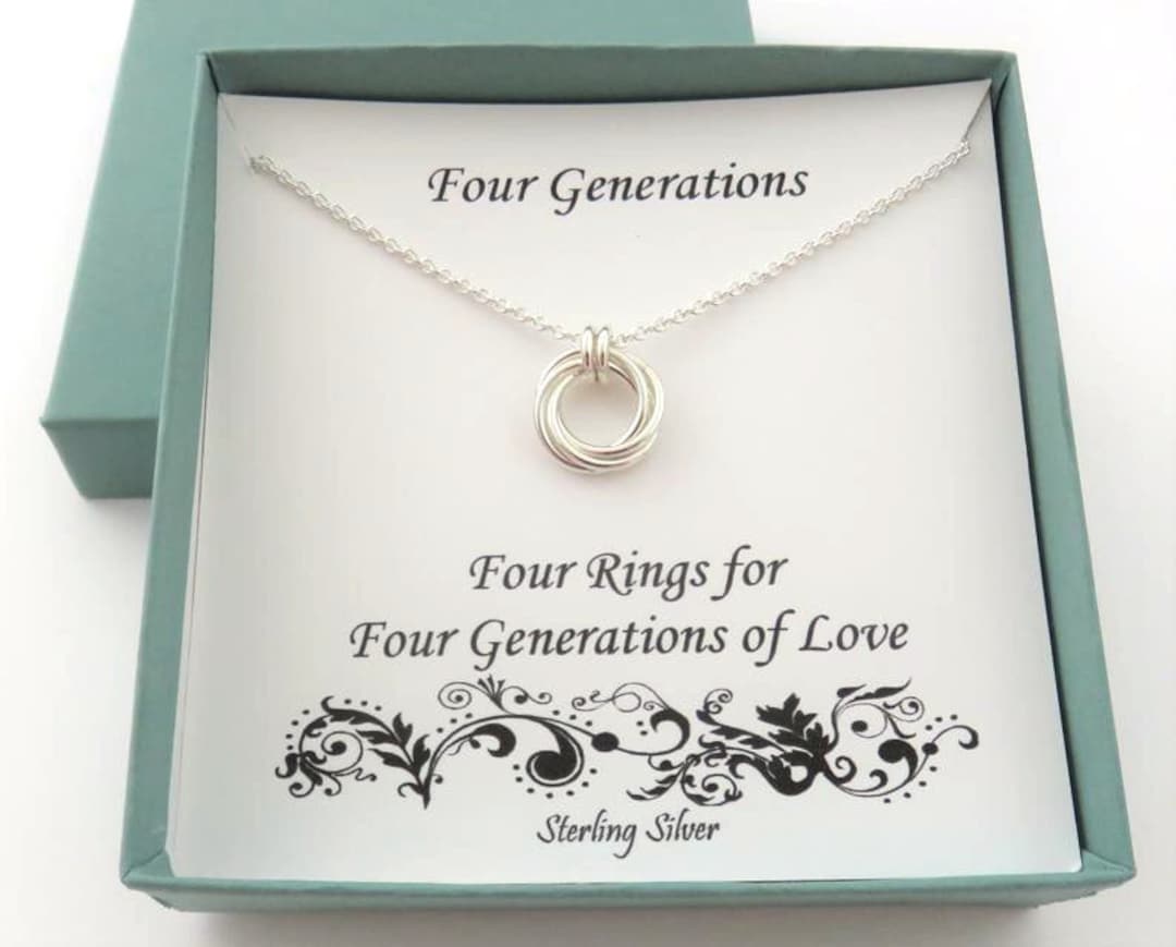 Generation Necklace, Four Generations, Great Grandma, 4 Generation Gift ...