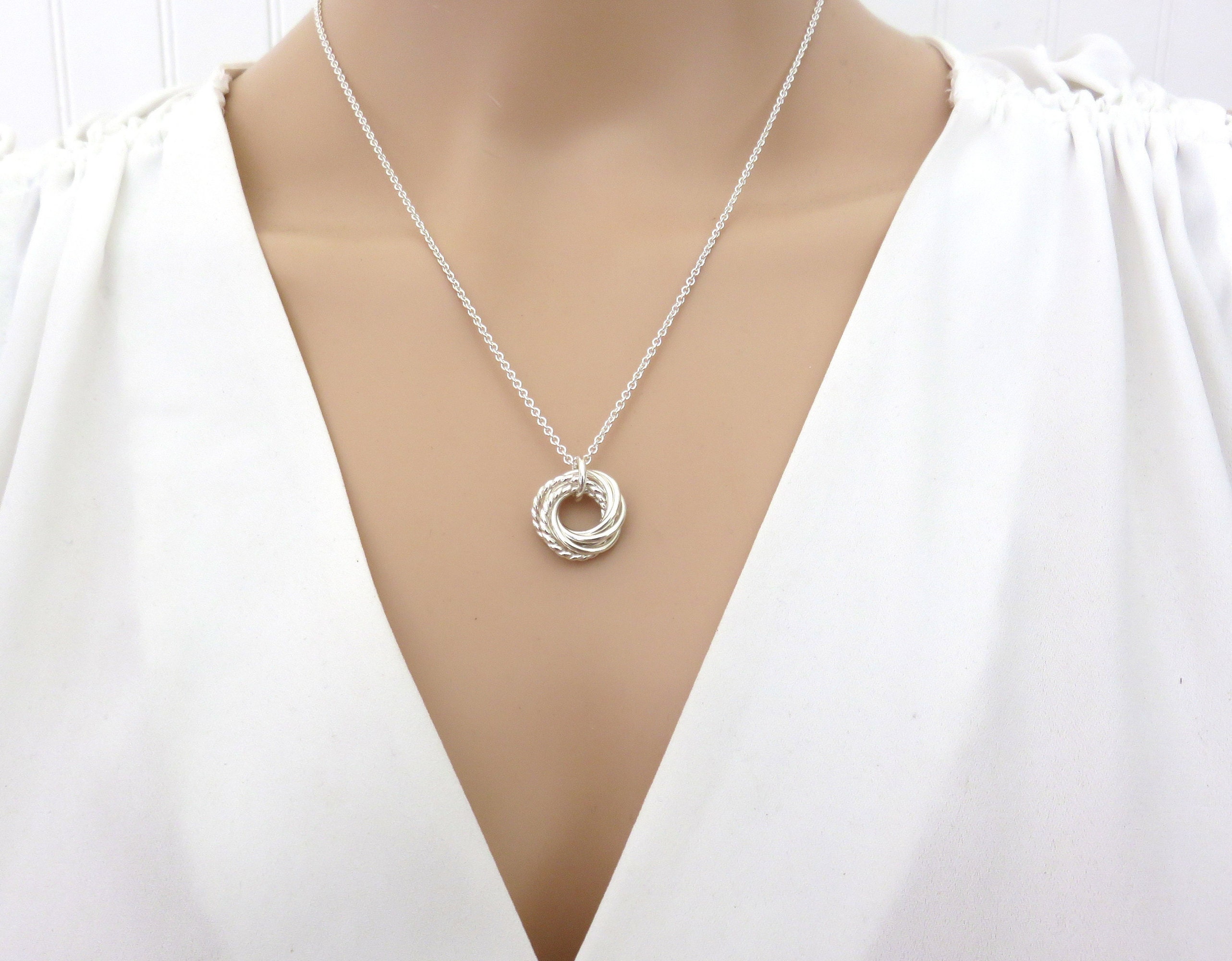 70th Birthday, Textured Sterling Silver Necklace, Small, 70th Birthday ...