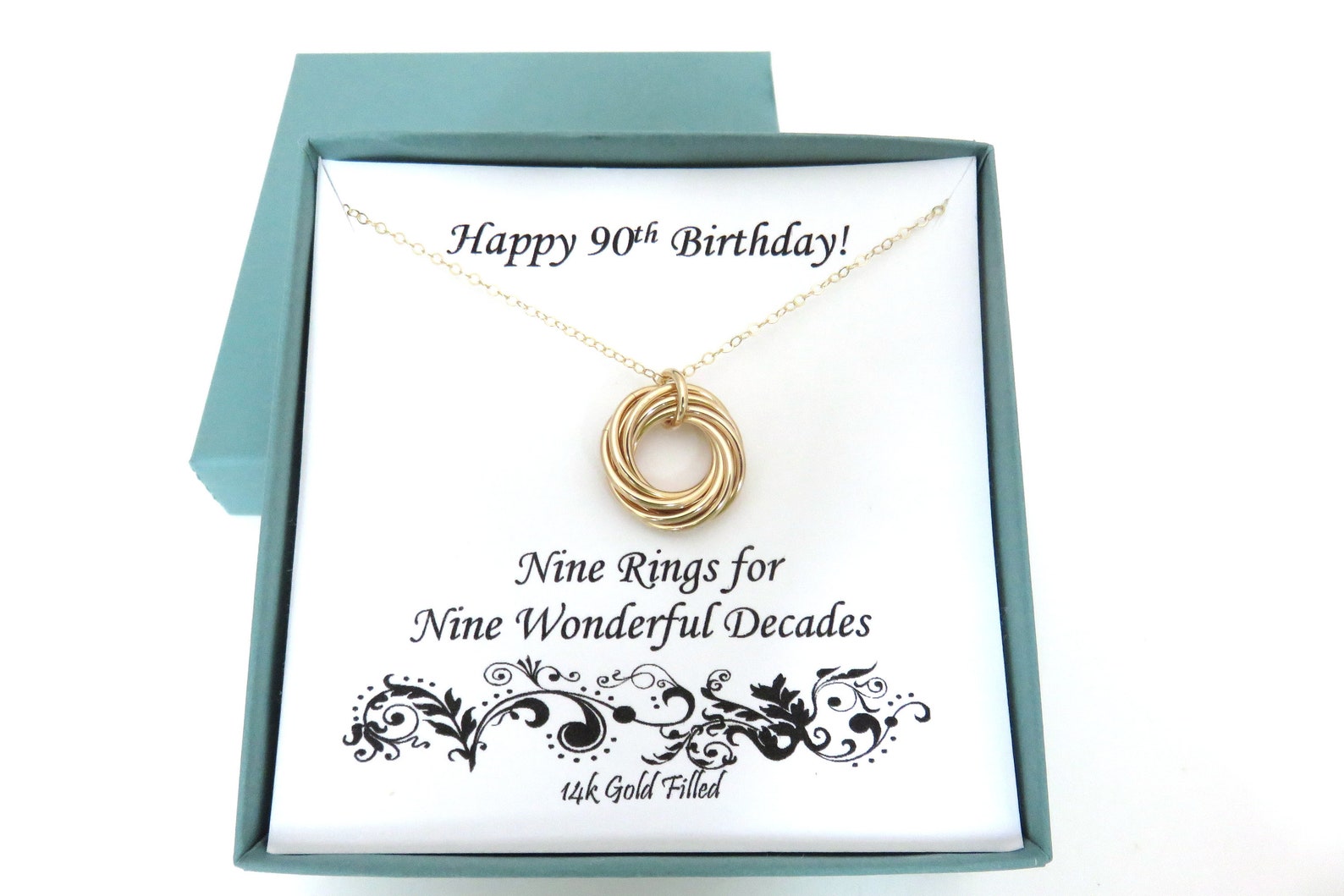90th Birthday Gift, Gold Filled Necklace, 90th Birthday for Women ...