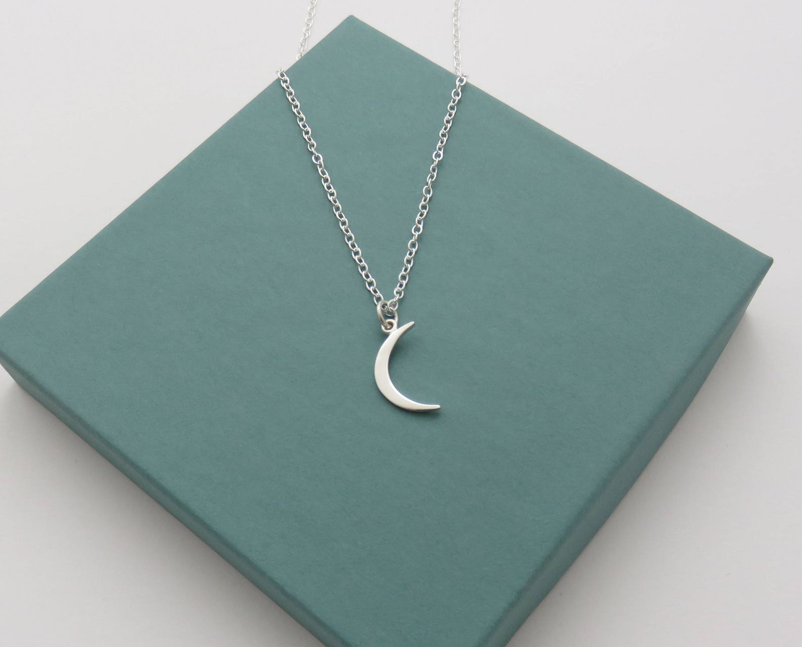 Silver Crescent Necklace Sterling Silver Crescent Moon - Etsy