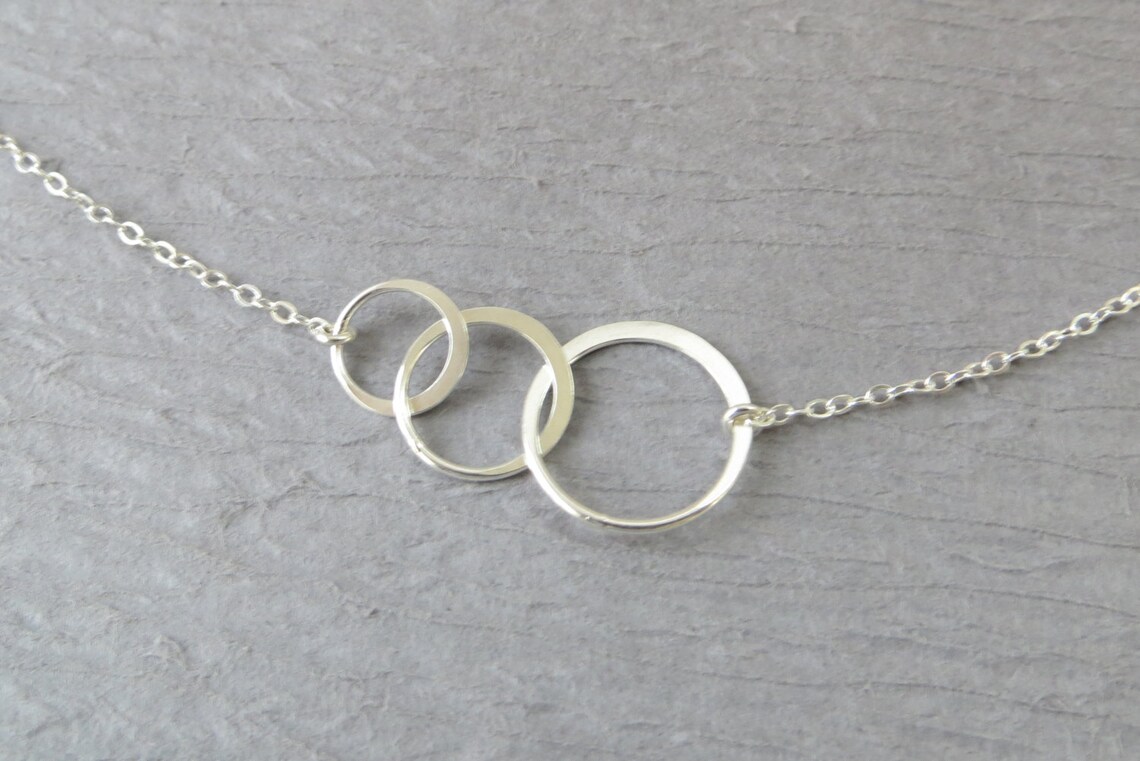 Three Circle Necklace 3 Circle Sterling Silver Three Rings - Etsy
