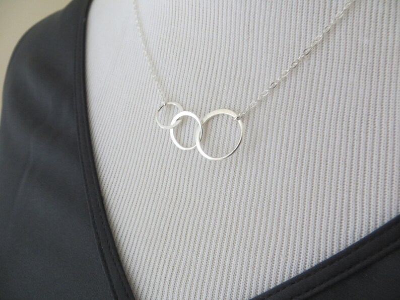 Three Circle Necklace, 3 Circle, Sterling Silver, Three Rings, Three ...