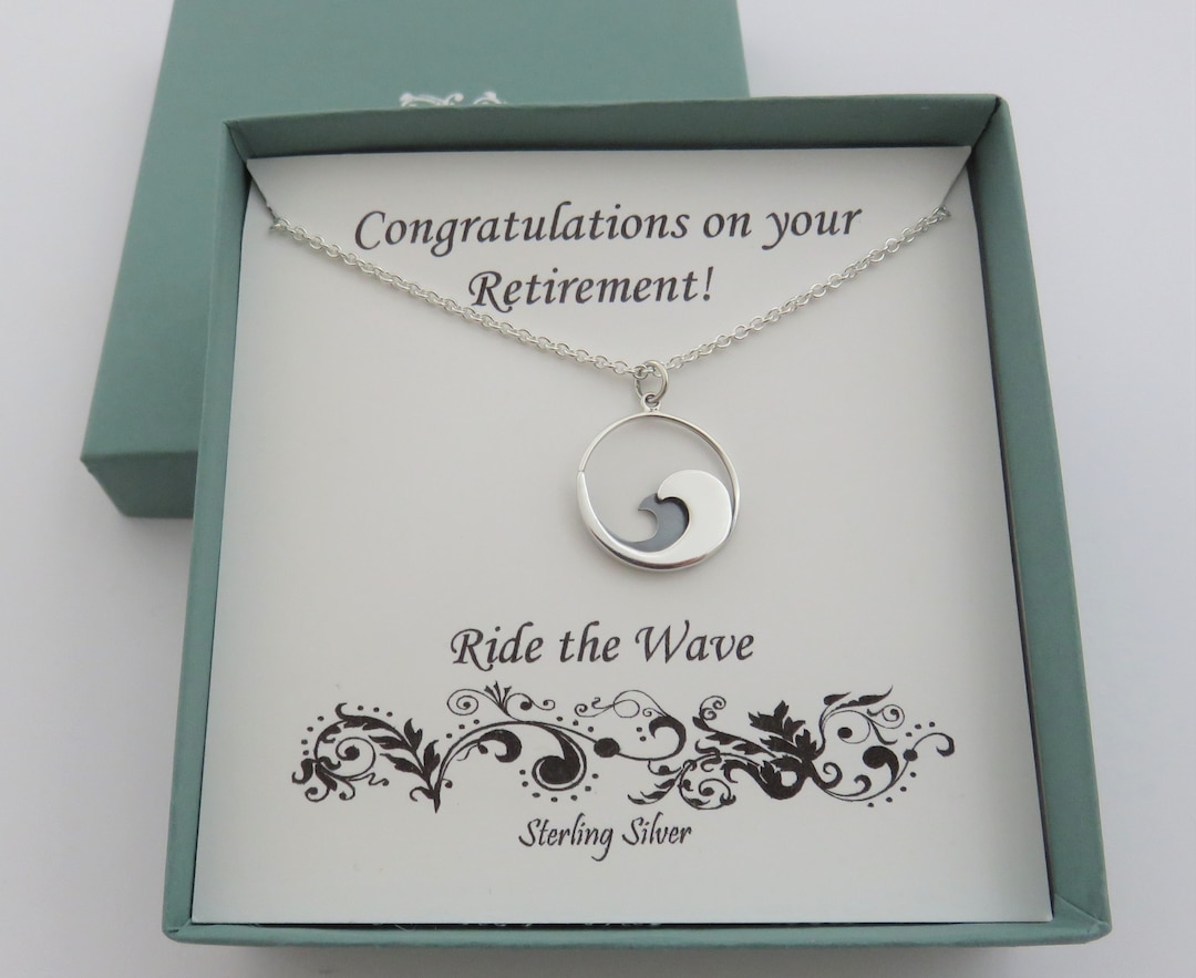 Retirement Gifts for Women, Beach Lover Gift, Wave Necklace, Surfer ...