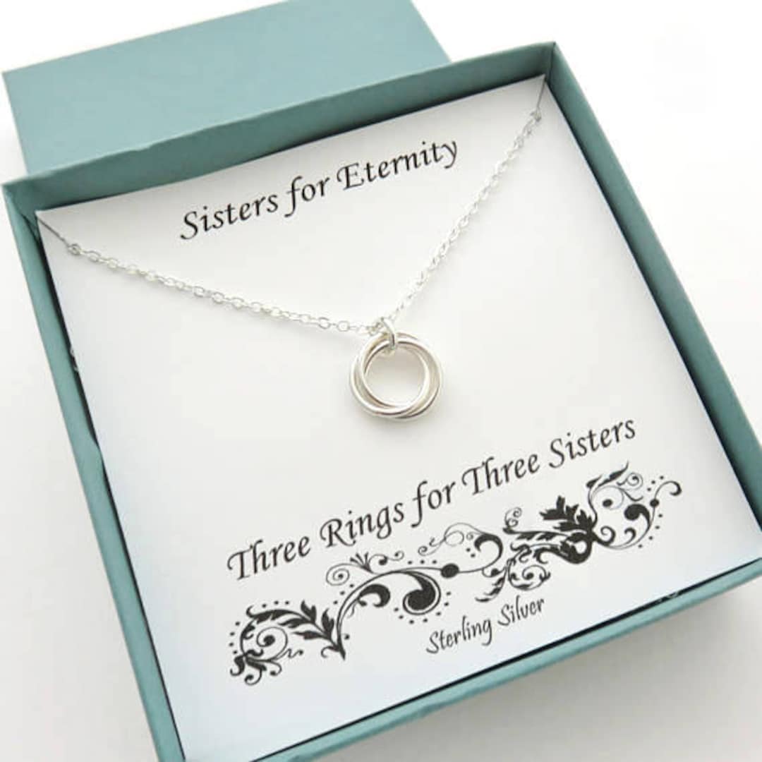 Sister Gift, Three Sisters Necklace, Sterling Silver Ring Necklace ...