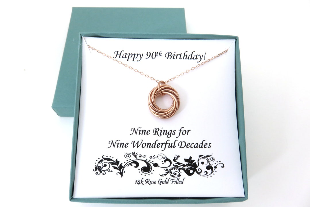 90th Birthday Gift, Rose Gold Necklace, 90th Birthday Gift for Women ...