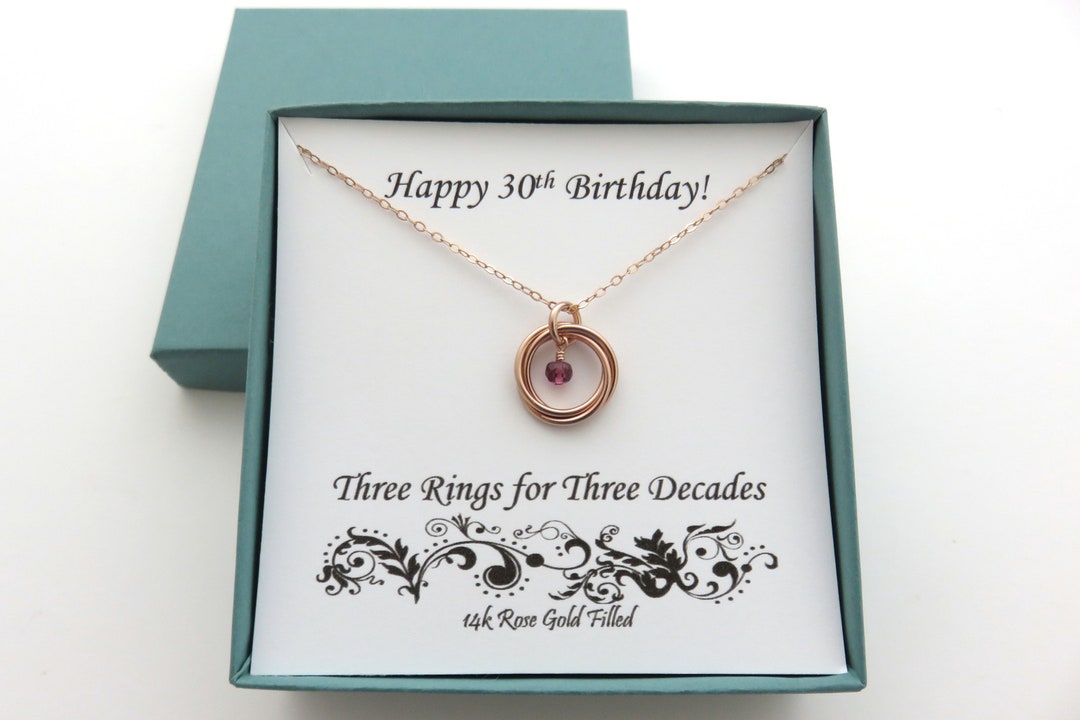 30th Birthday for Her, Rose Gold Necklace, 30th Birthday Gift ...