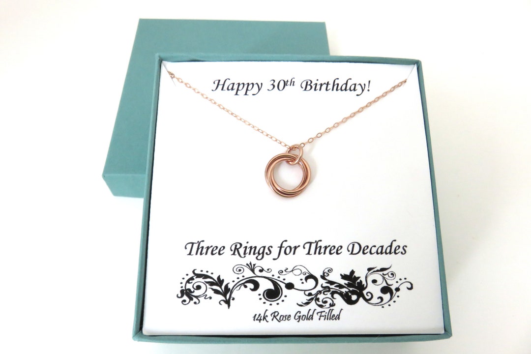 30th Birthday for Her, Rose Gold Necklace, 30th Birthday Gift for Women ...