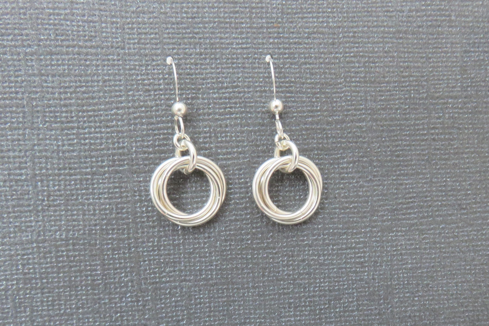 Sterling Silver Earrings, 3 Ring Earrings, Sterling Silver Love Knot ...