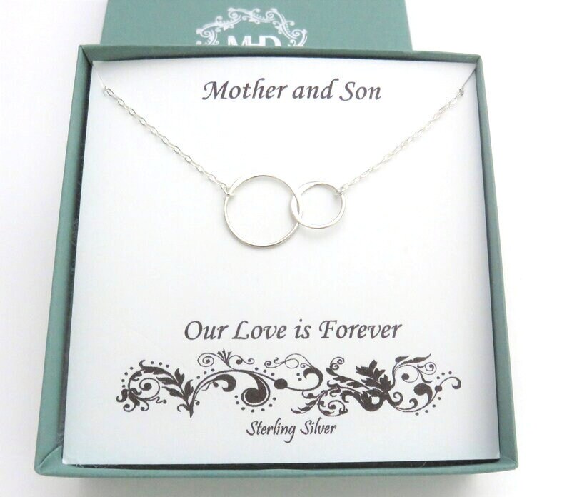 Mother Son Necklace Wedding Day Gift to Mom Mothers Day Gift 2 Circles Two Circles 2 Friends Besties 2 Rings Sterling Silver
