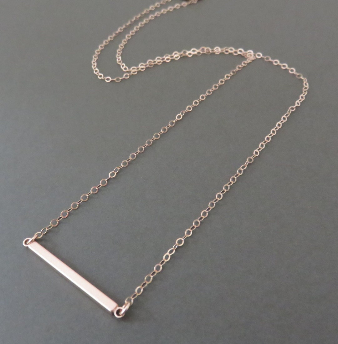 Rose Gold Bar Necklace, Rose Gold, Rose Gold Jewelry, Rose Gold ...