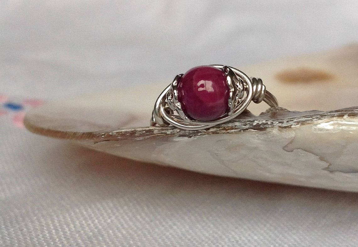 Natural Ruby Sterling Silver wire-wrapped ring size 6.5 | Etsy
