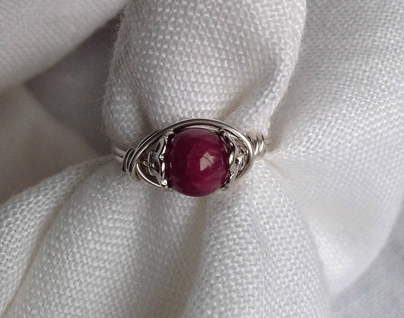 Natural Ruby Sterling Silver wire-wrapped ring size 6.5 | Etsy