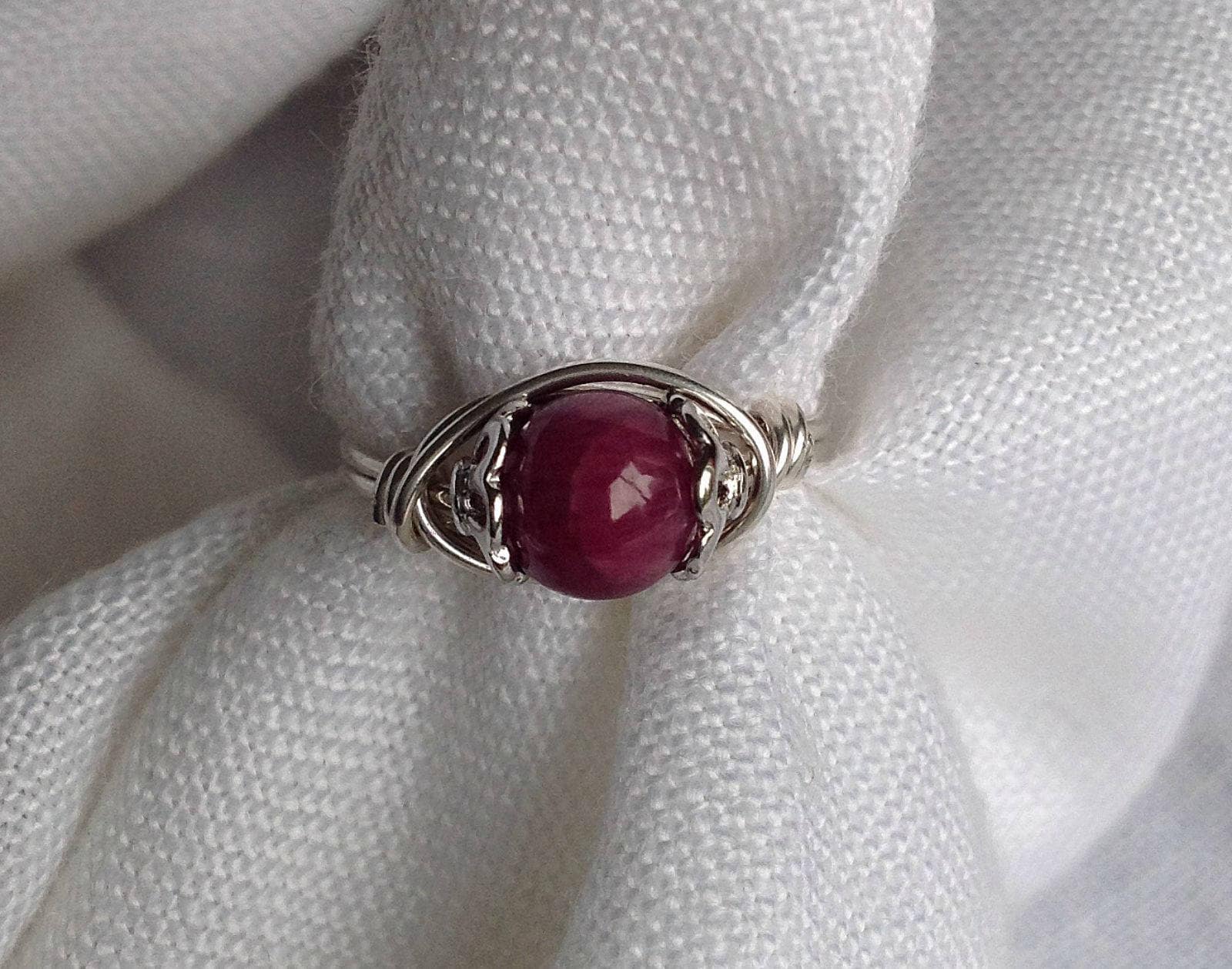 Natural Ruby Sterling Silver wire-wrapped ring size 6.5 | Etsy
