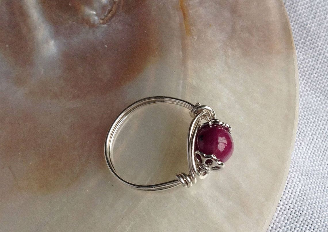 Natural Ruby Sterling Silver wire-wrapped ring size 6.5 | Etsy