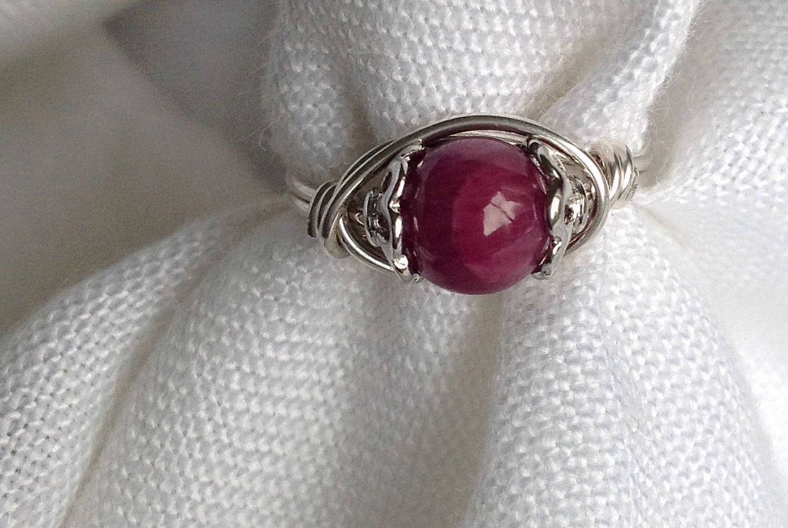 Natural Ruby Sterling Silver Wire-wrapped Ring Size 6.5 - Etsy