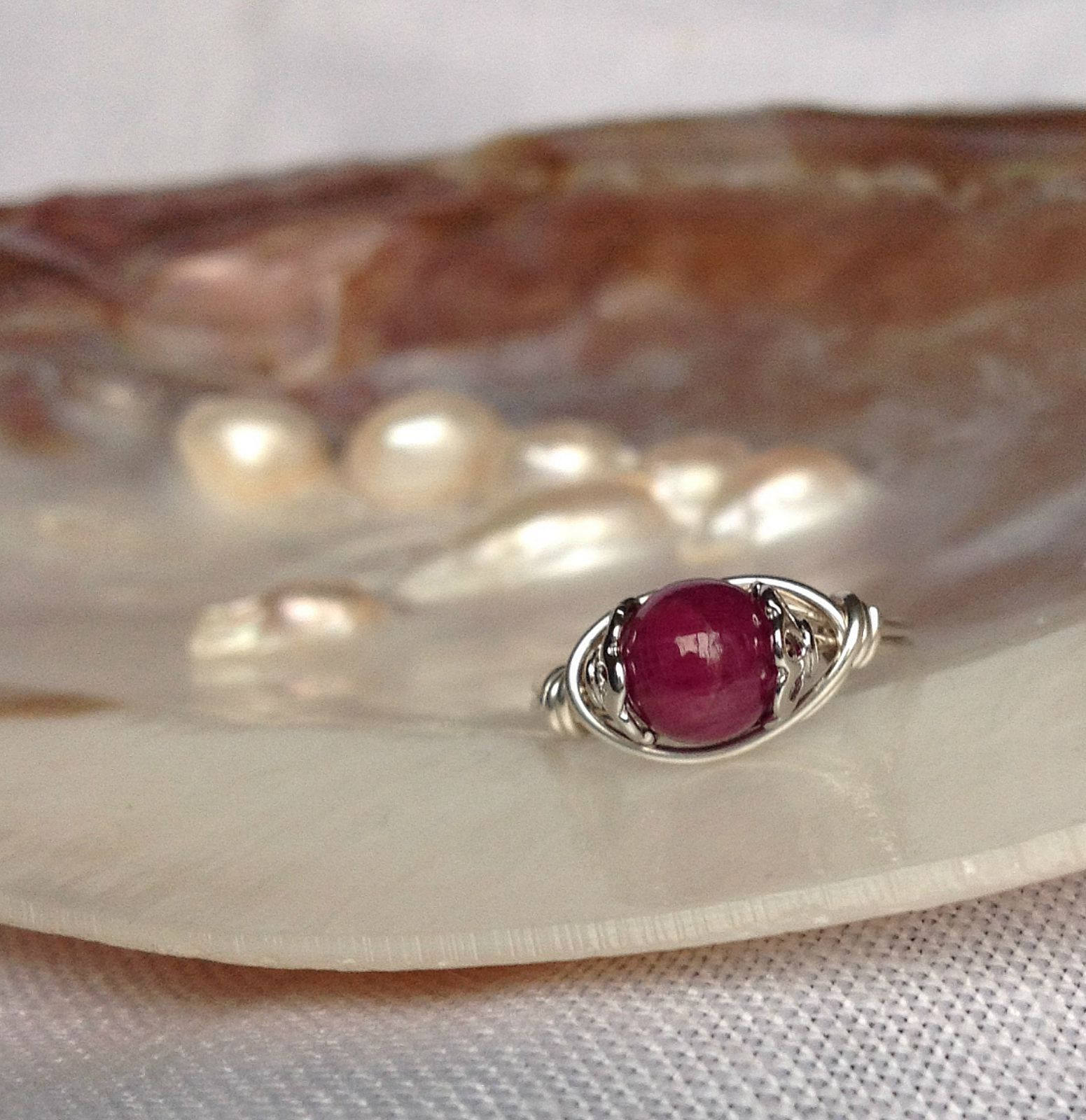 Natural Ruby Sterling Silver Wire-wrapped Ring Size 6.5 - Etsy
