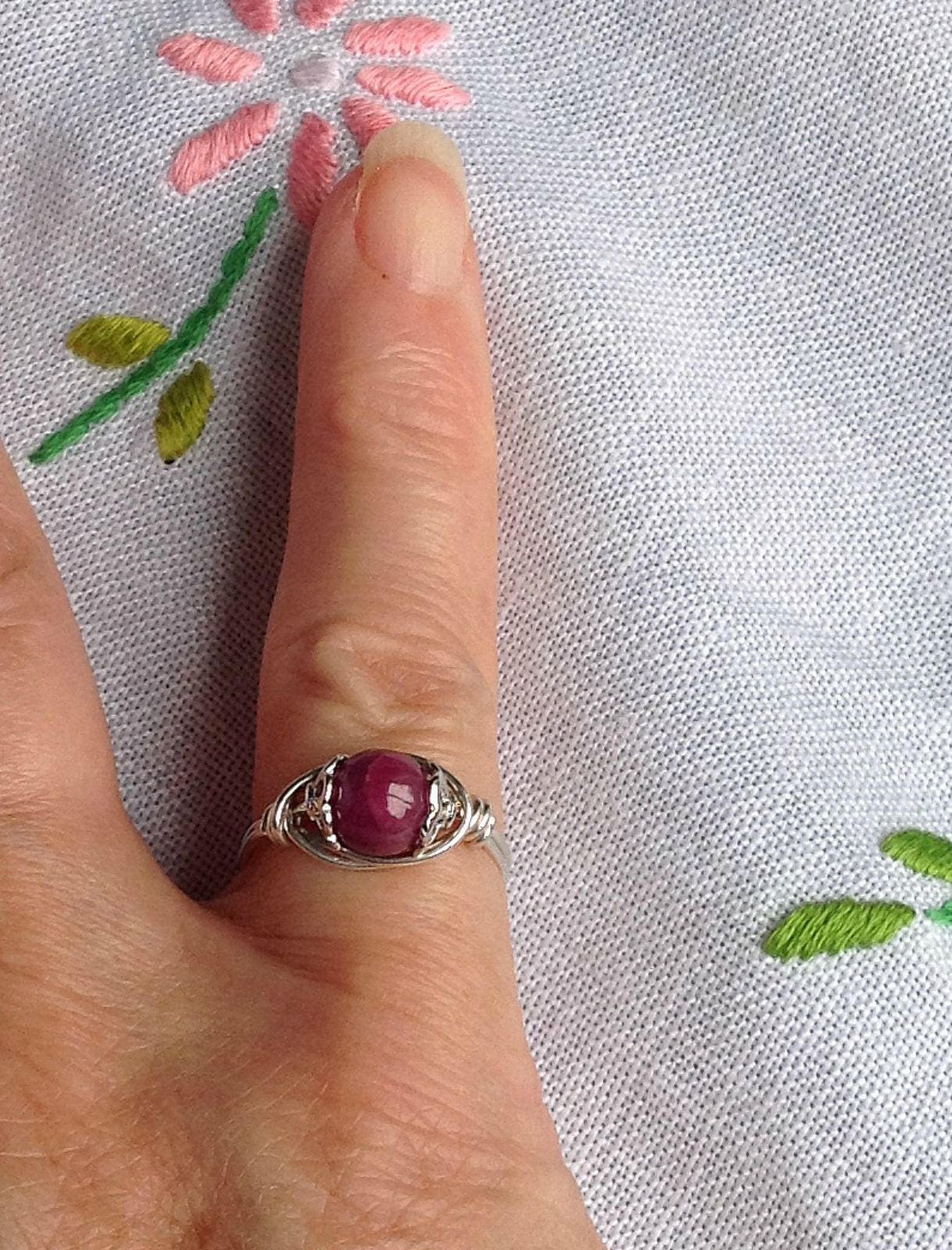Natural Ruby Sterling Silver wire-wrapped ring size 6.5 | Etsy