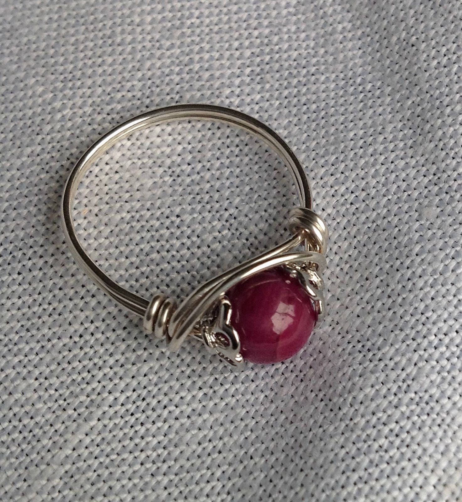 Natural Ruby Sterling Silver Wire-wrapped Ring Size 6.5 - Etsy