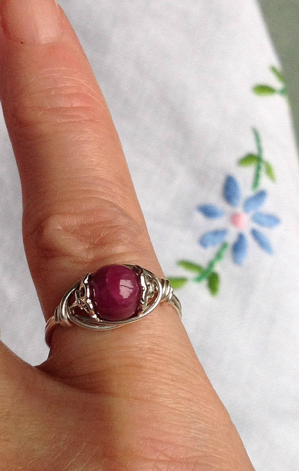 Natural Ruby Sterling Silver wire-wrapped ring size 6.5 | Etsy