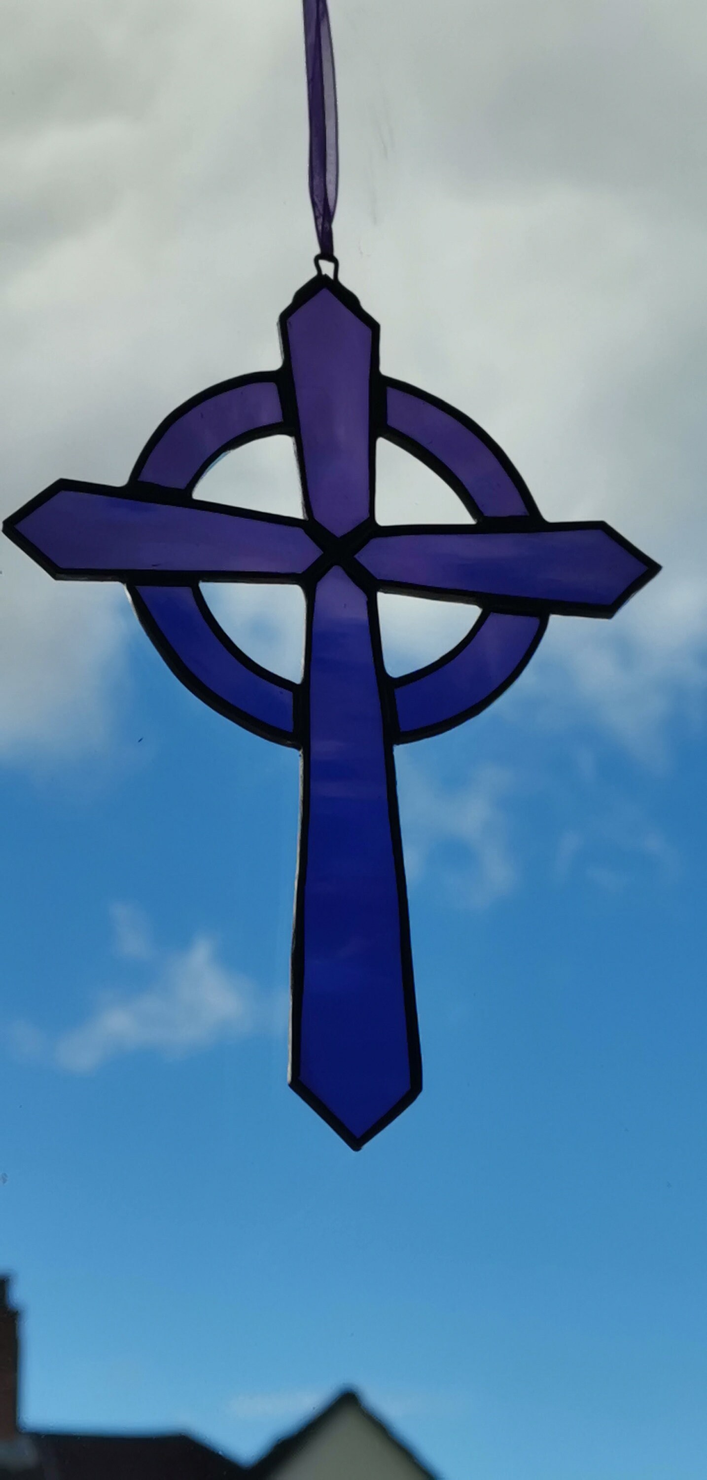 Stained Glass Celtic Christian Pagan Cross Suncatcher. | Etsy