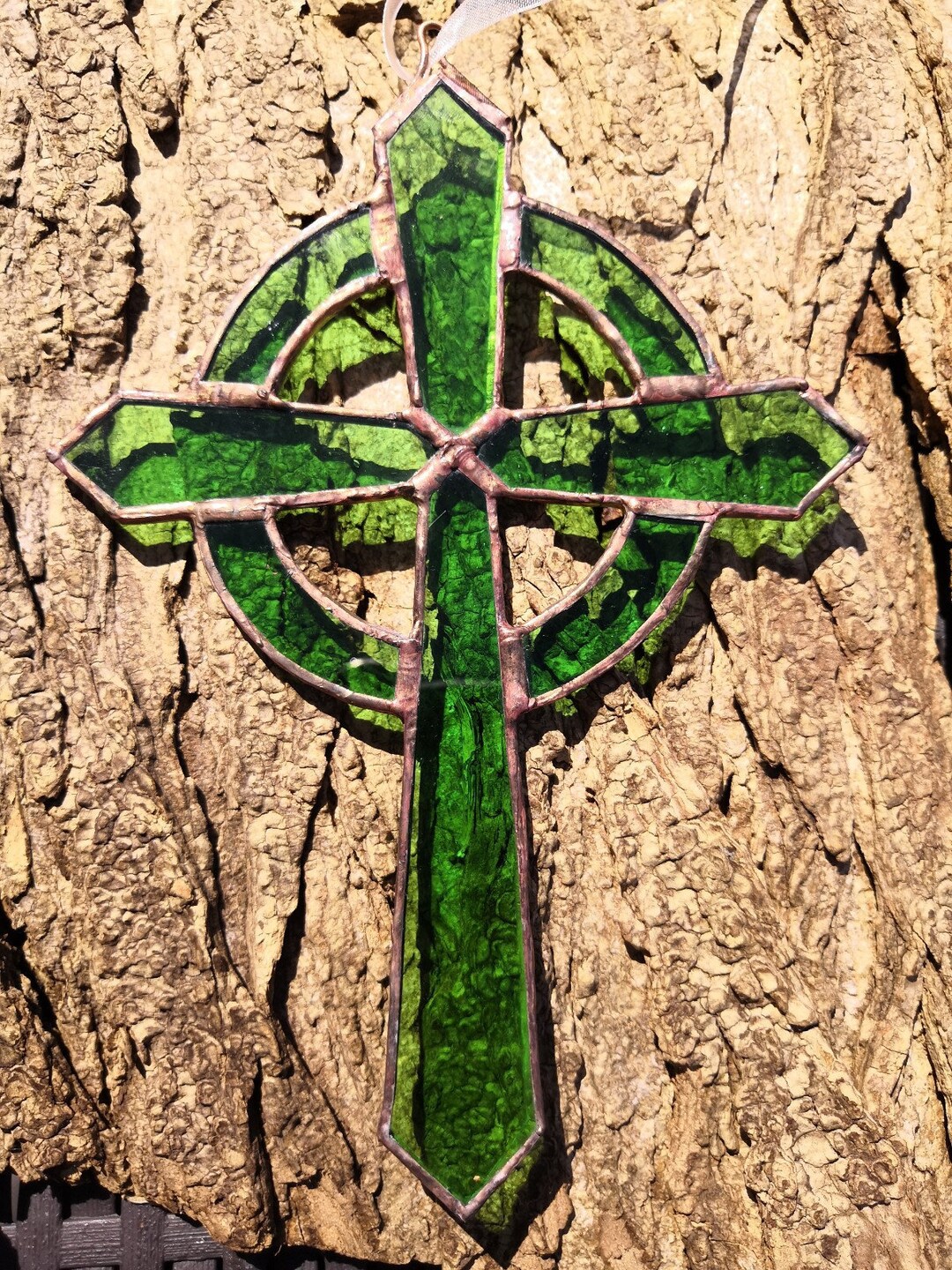 Stained Glass Celtic Christian Pagan Cross Suncatcher. - Etsy