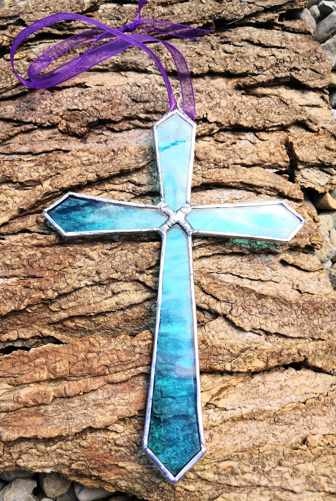 Coloured Stained Glass Holy Christian Cross Suncatcher. Easter ...