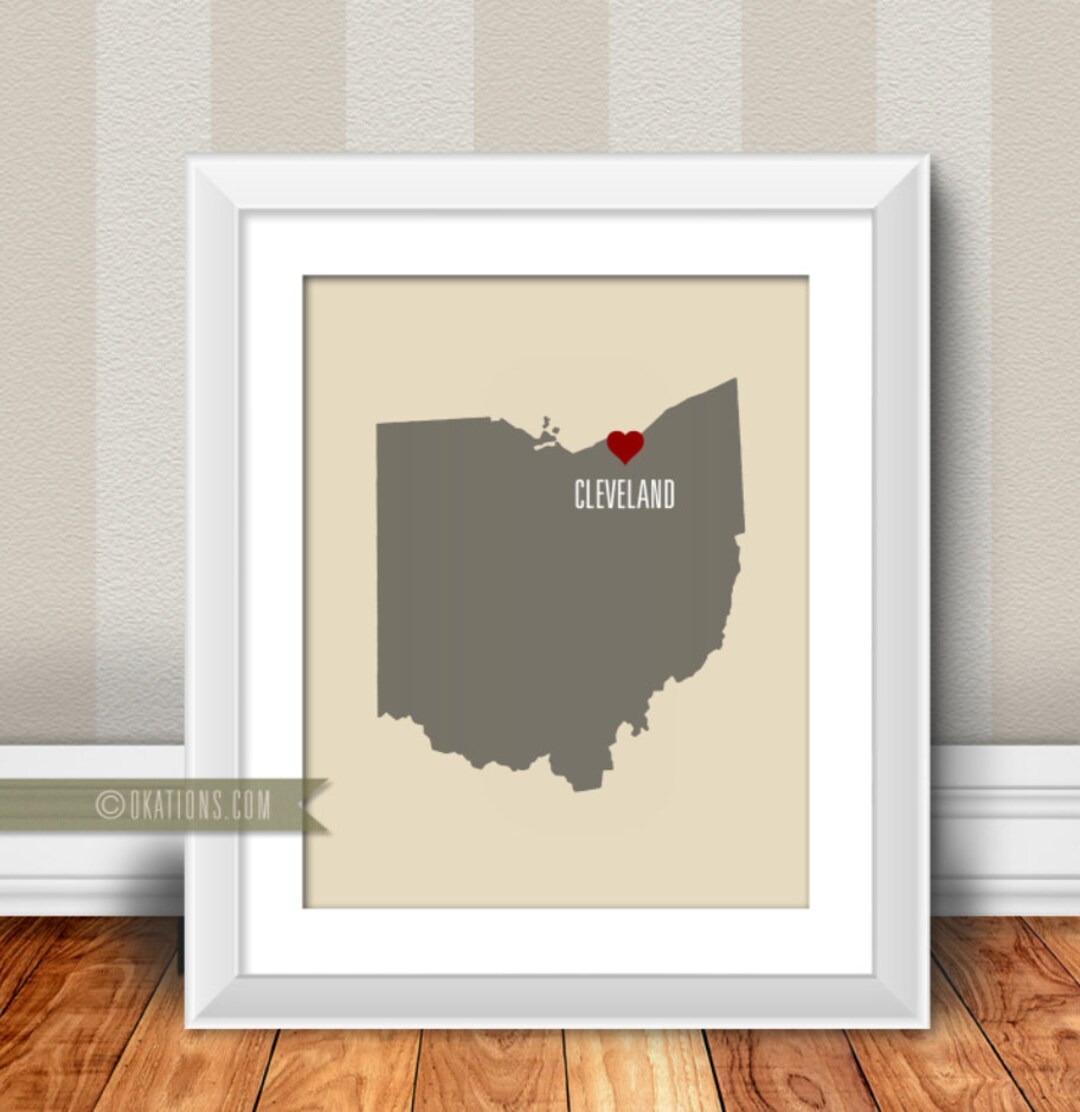 Cleveland Ohio Love Wall Art - I Love City State Instant Download ...