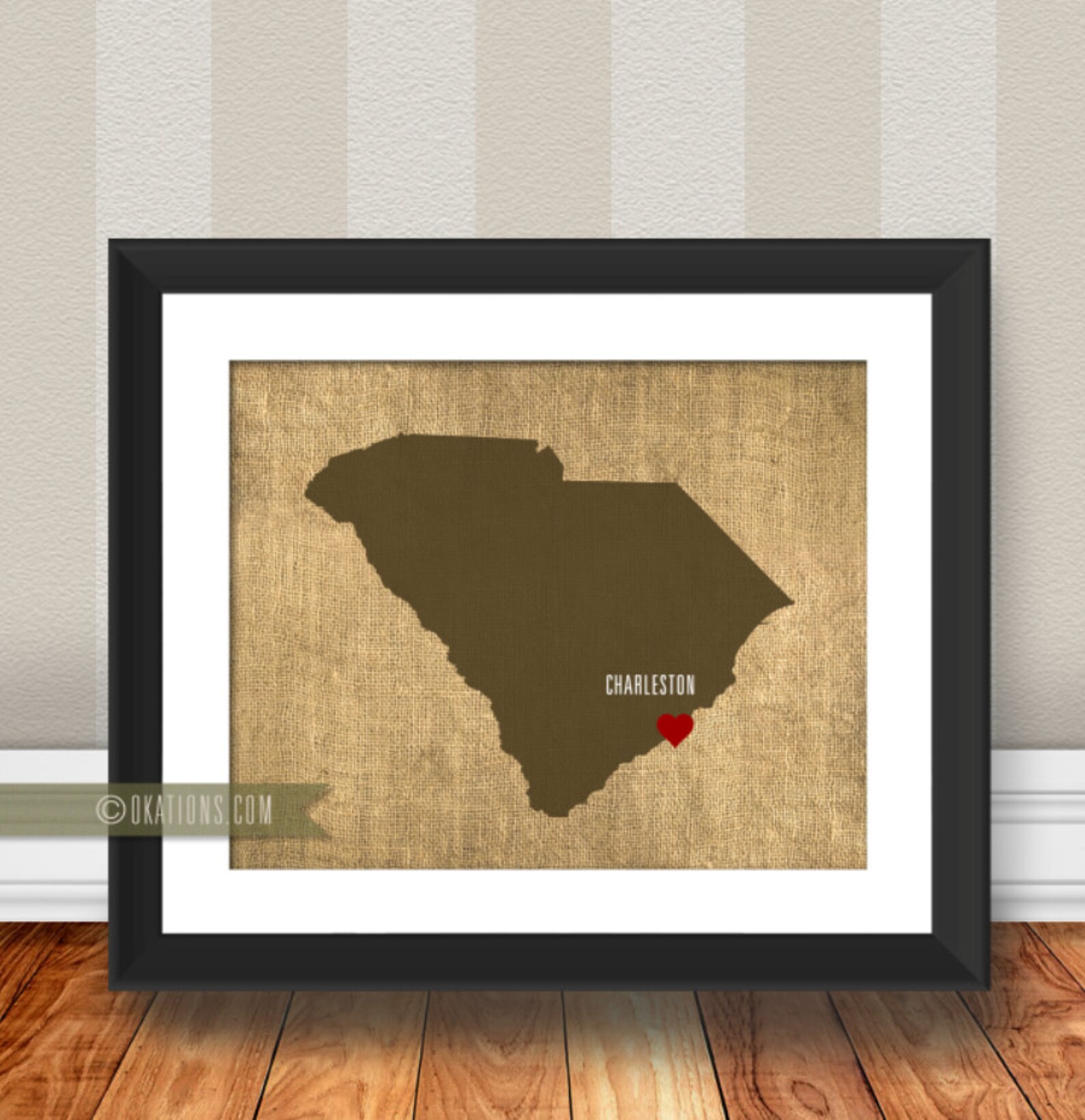 Charleston, South Carolina SC Wall Art - Burlap - I Love City State ...