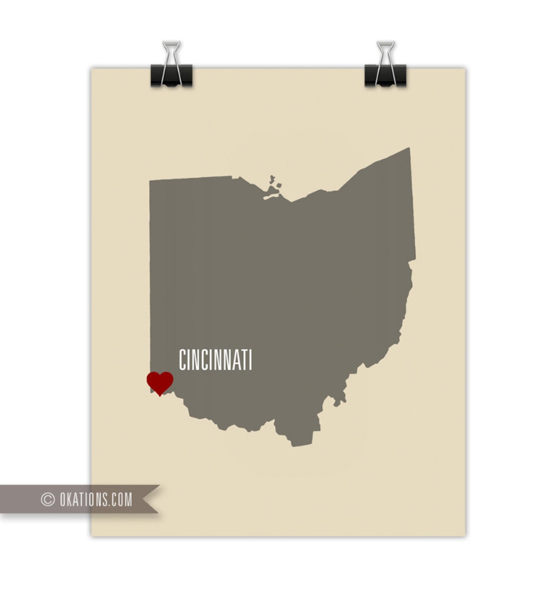 Cincinnati Ohio Love Wall Art - I Love City State Instant Download ...