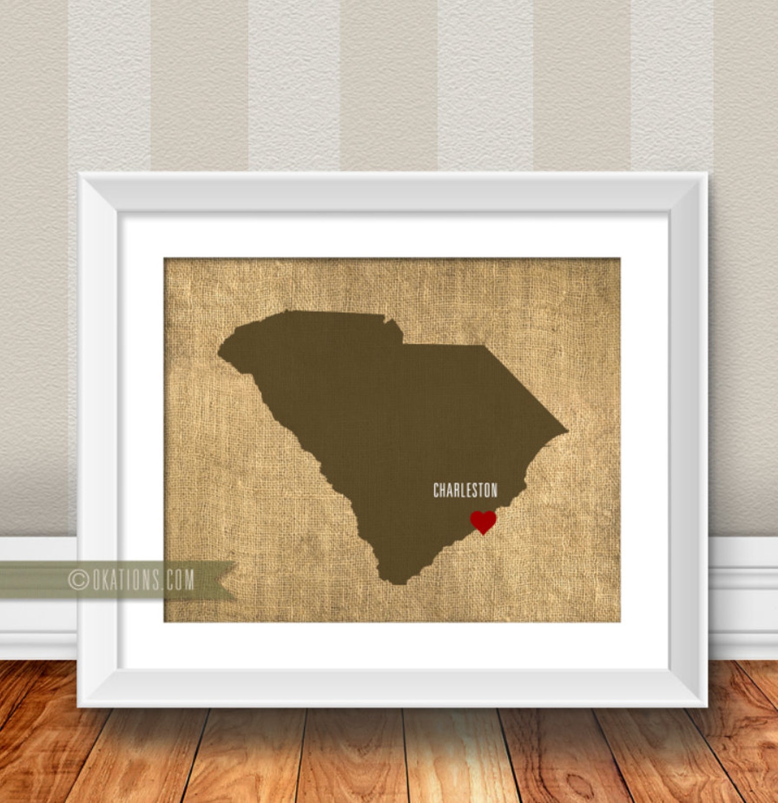 Charleston, South Carolina SC Wall Art - Burlap - I Love City State ...