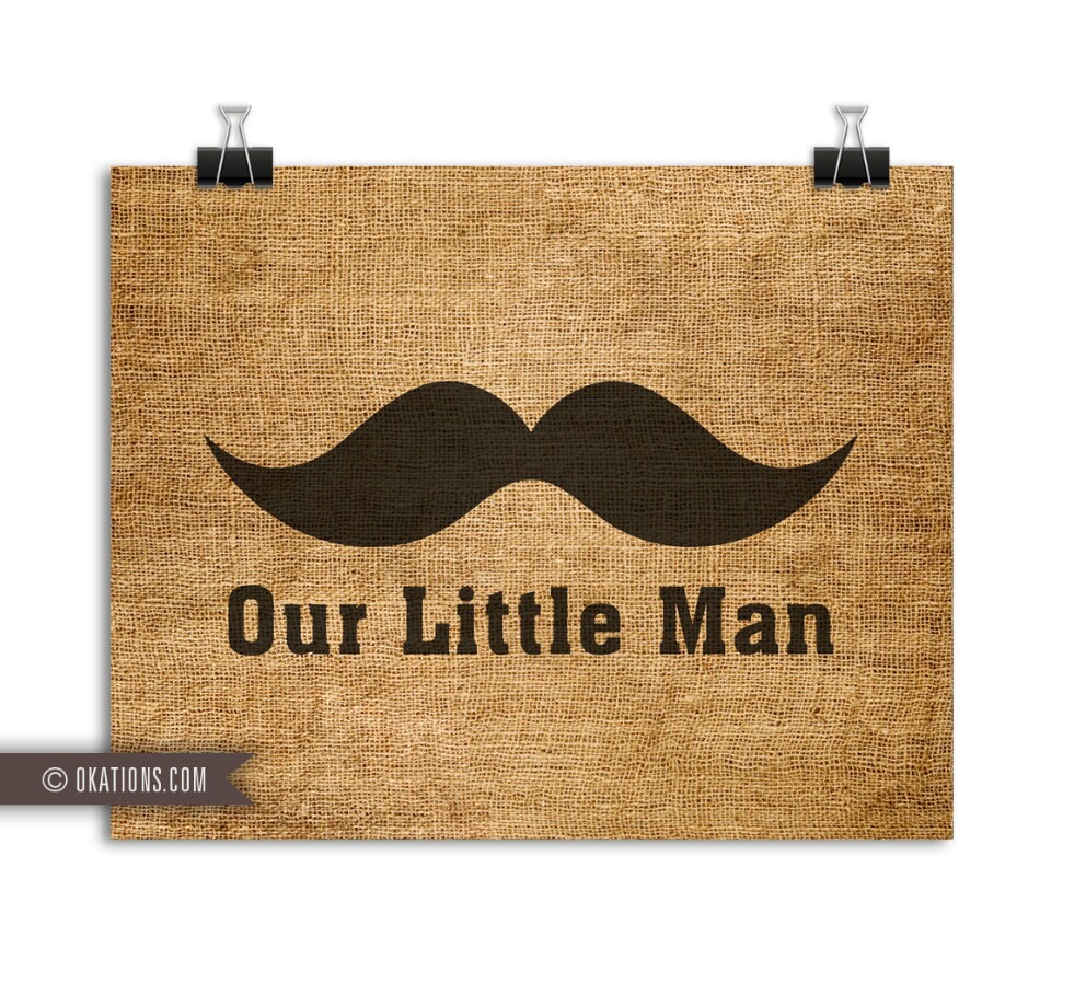 Our Little Man Nursery Decoration Wall Art - Room Decor Mustache Burlap ...
