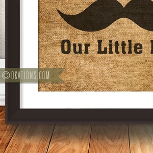 Our Little Man Nursery Decoration Wall Art - Room Decor Mustache Burlap ...