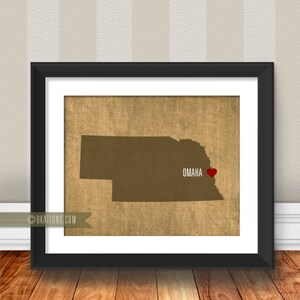 Omaha Nebraska Love Wall Art - Burlap - I Love City State Instant ...