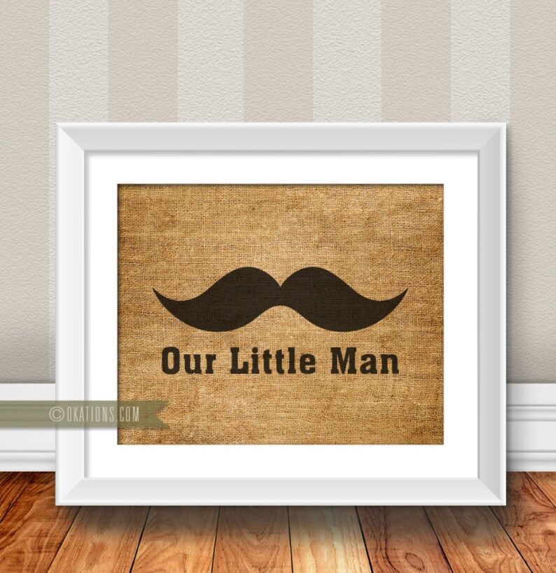 Our Little Man Nursery Decoration Wall Art - Room Decor Mustache Burlap ...
