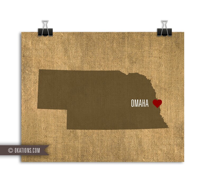 Omaha Nebraska Love Wall Art - Burlap - I Love City State Instant ...