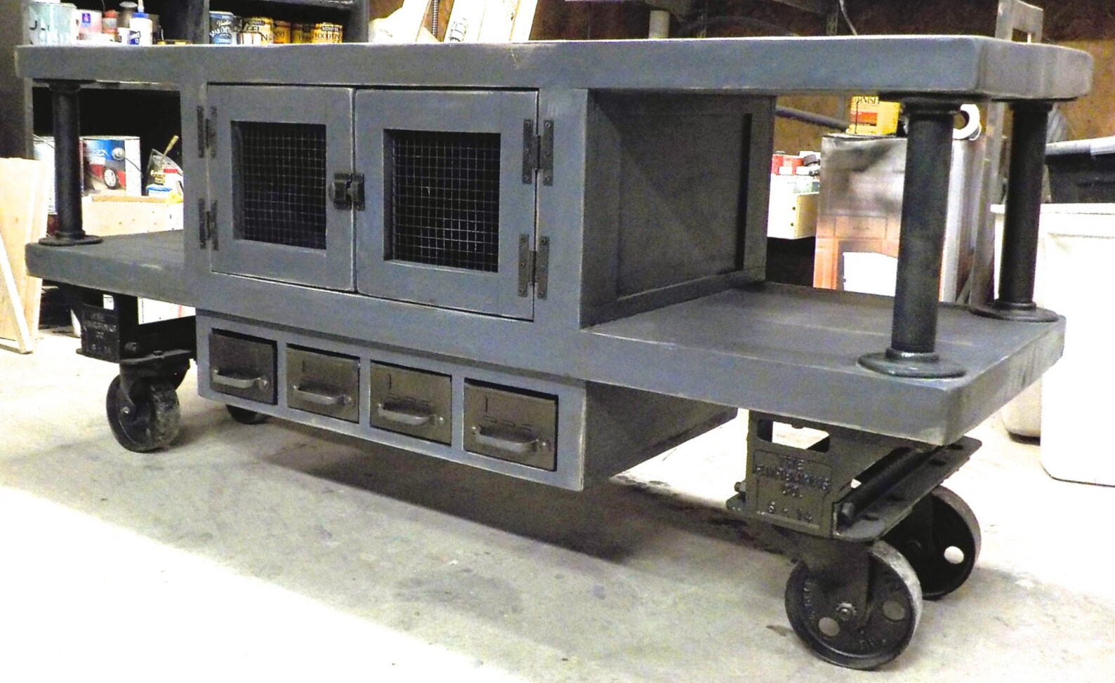 Steampunk Industrial Media Console Cart. - Etsy