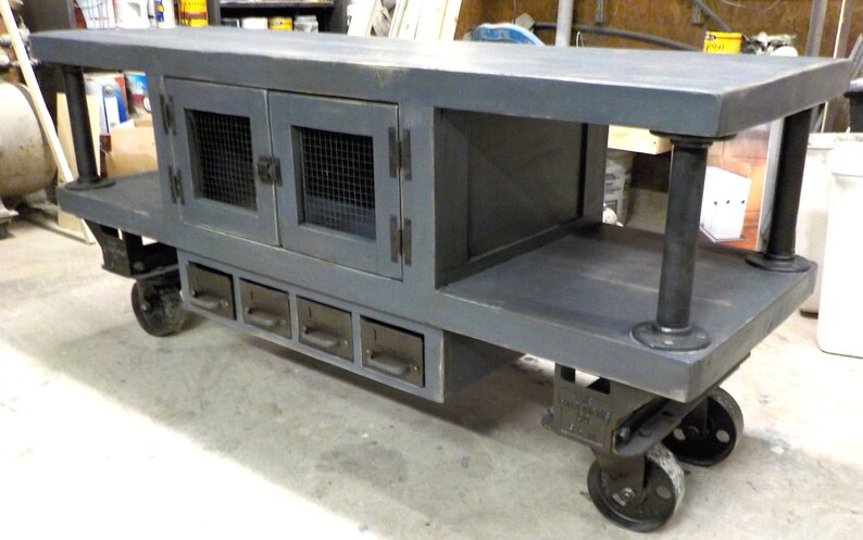 Steampunk Industrial Media Console Cart. - Etsy