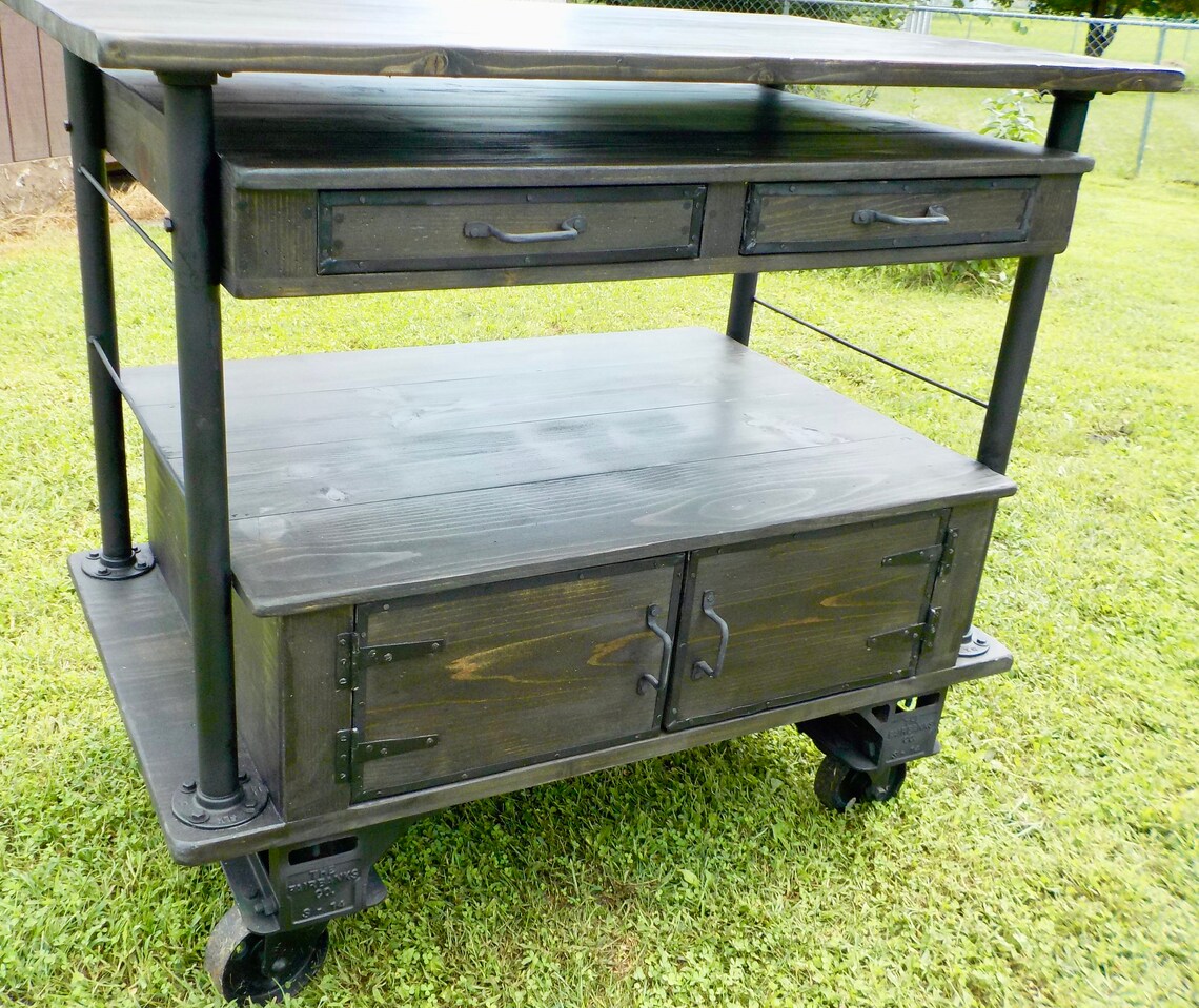 Industrial Style Media Console Carts. Built to Suit. | Etsy