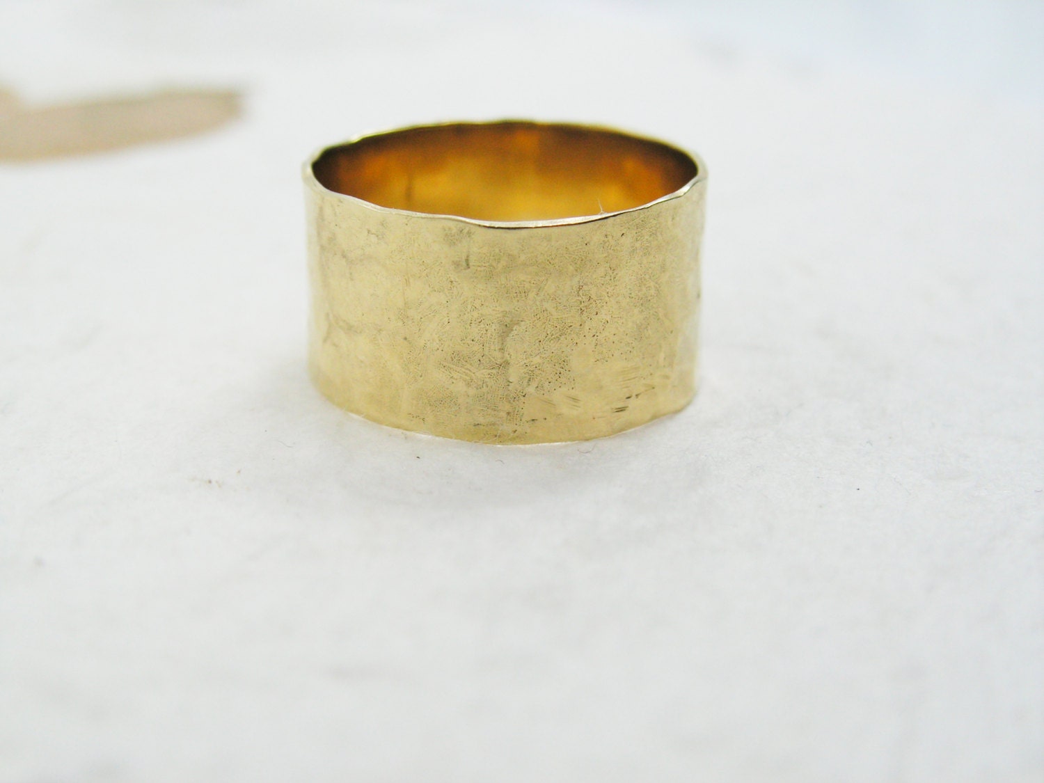 Wide 14K Gold Hammered 11 Mm Wedding Band. Hammered Wedding Band. Wide ...