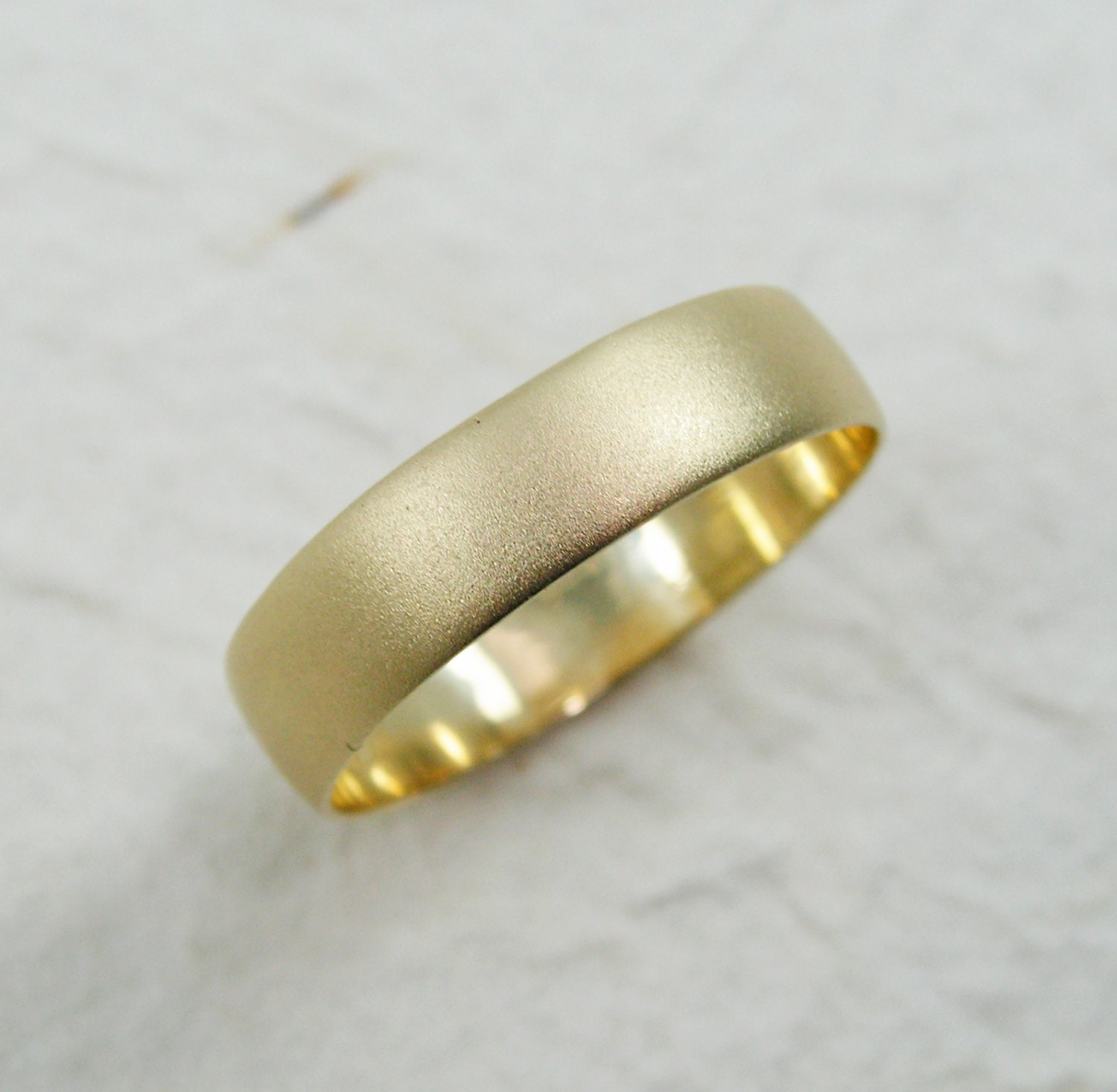 Smooth Rounded 5mm Gold Wedding Ring Made of 14k Yellow Gold. Unisex ...