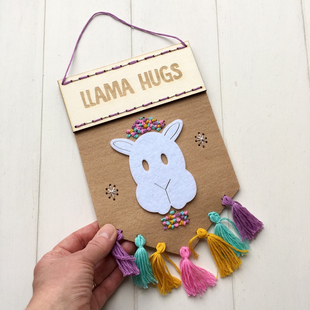 Llama Hugs Felt Banner Kit Embroidery Kit Sending Hugs - Etsy